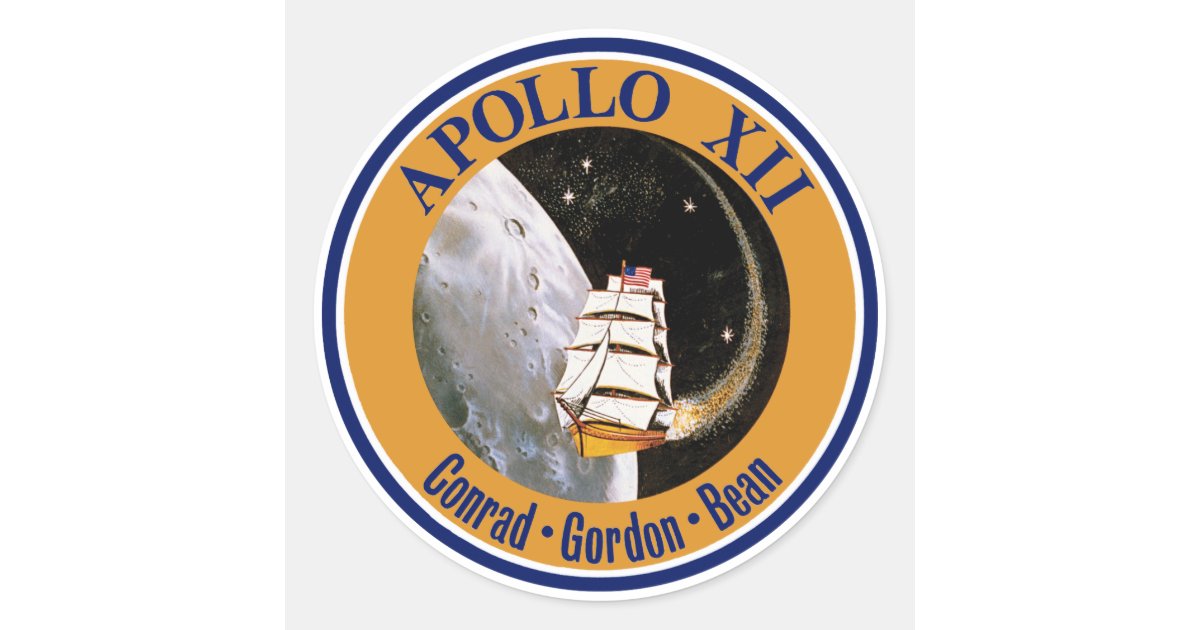 Apollo 12 Mission Patch Logo Classic Round Sticker | Zazzle.com