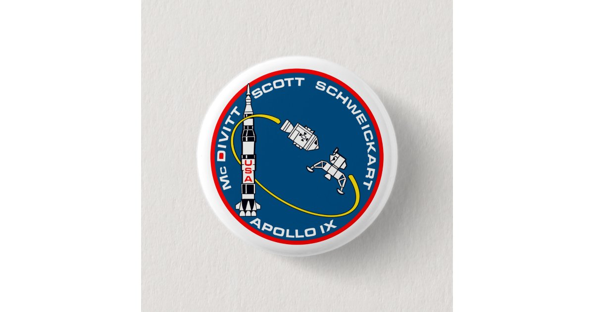Apollo 9 mission patch button | Zazzle