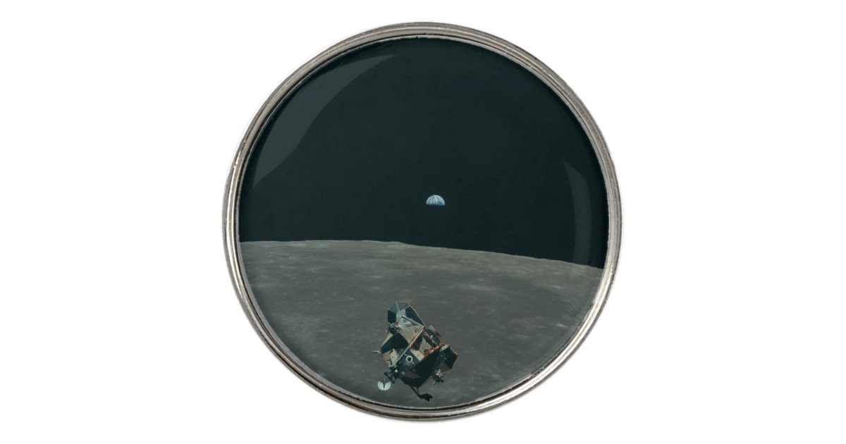 Apollo Lunar Lander and Earthrise Over Moon Golf Ball Marker | Zazzle