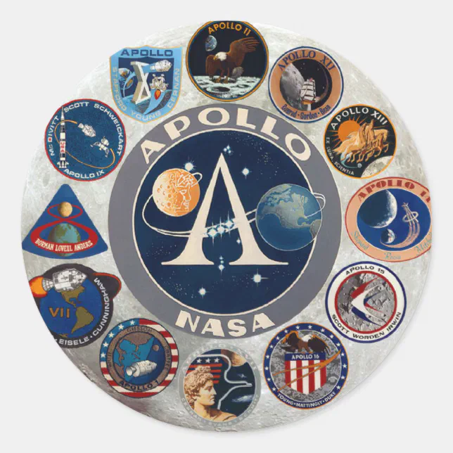 Apollo Program Commemorative Logo Classic Round Sticker | Zazzle