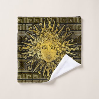 Apollo Sun Symbol on Greek Key Pattern Bath Towel Set | Zazzle