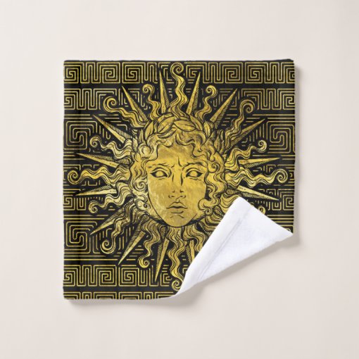 Apollo Sun Symbol on Greek Key Pattern Bath Towel Set | Zazzle