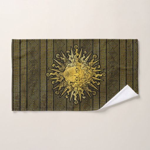 Apollo Sun Symbol on Greek Key Pattern Bath Towel Set | Zazzle