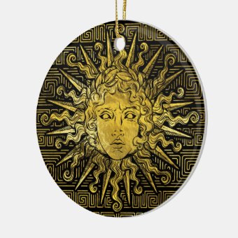 Apollo Sun Symbol on Greek Key Pattern Ceramic Ornament | Zazzle