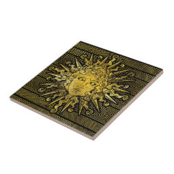 Apollo Sun Symbol on Greek Key Pattern Ceramic Tile | Zazzle