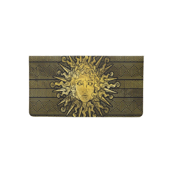 Apollo Sun Symbol on Greek Key Pattern Checkbook Cover | Zazzle