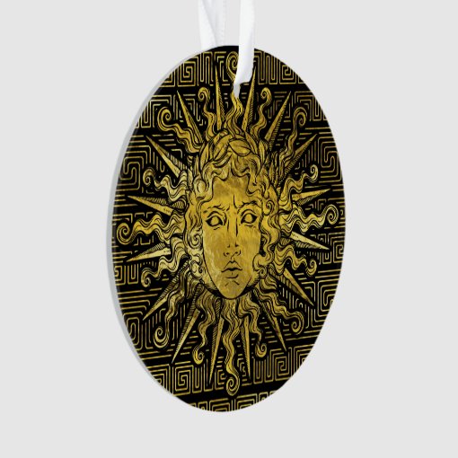 Apollo Sun Symbol on Greek Key Pattern Ornament | Zazzle