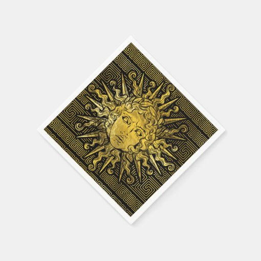 Apollo Sun Symbol on Greek Key Pattern Paper Napkins | Zazzle