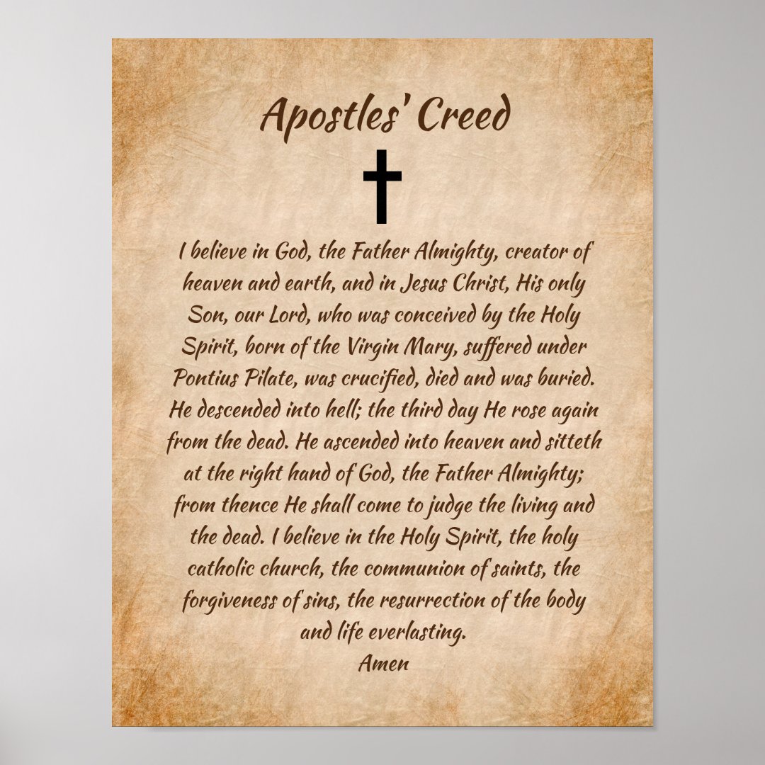 Apostles' Creed Catholic Prayer Christian Poster | Zazzle