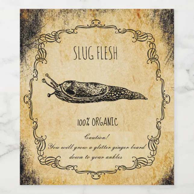 Apothecary halloween vintage ground Slug flesh Wine Label | Zazzle