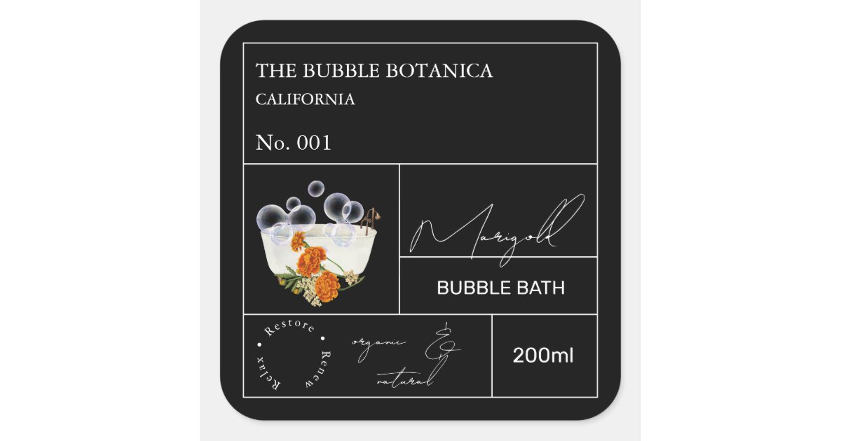 Apothecary Marigold Bubble Bath Label | Zazzle