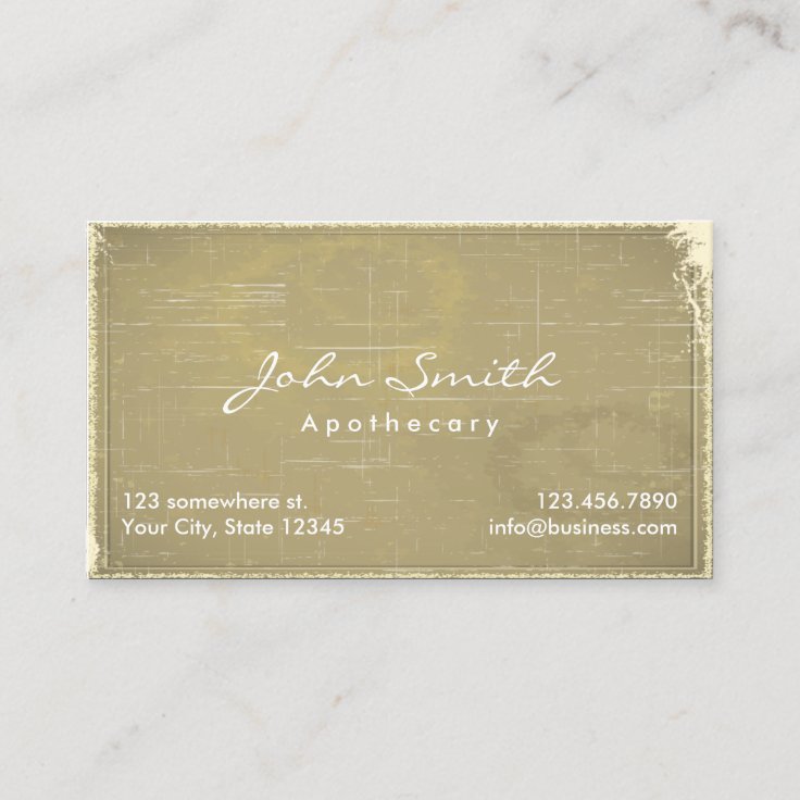 Apothecary Vintage Old Paper Medical Business Card | Zazzle