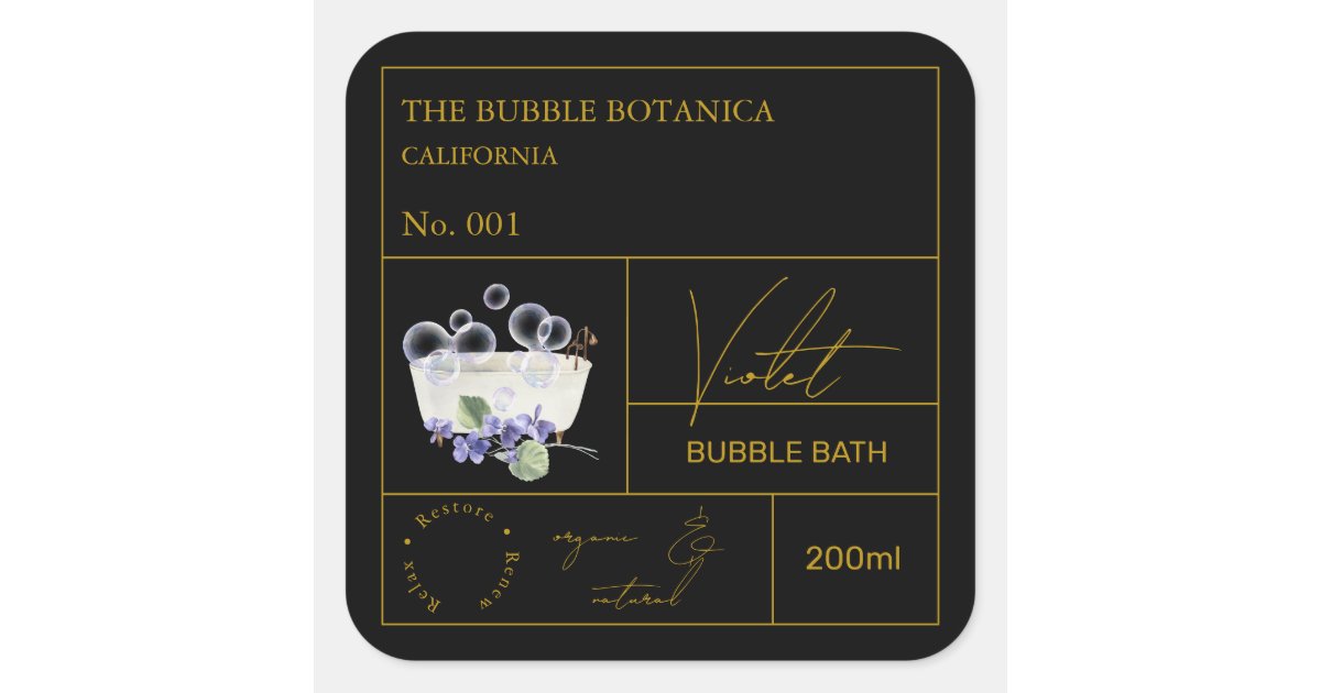 Apothecary Violet Bubble Bath Label | Zazzle