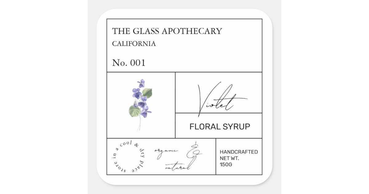 Apothecary Violet Flower Label | Zazzle