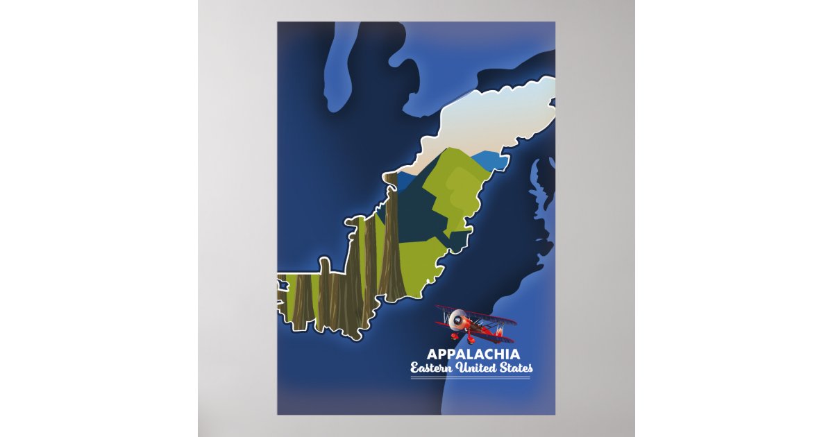 Appalachia Eastern United States travel map Poster | Zazzle
