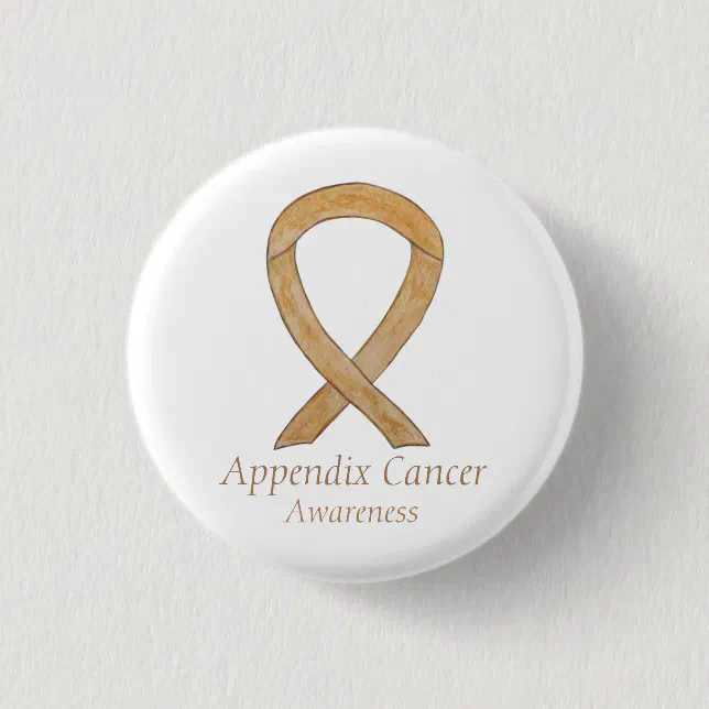Appendix Cancer Amber Awareness Ribbon Button Pin | Zazzle