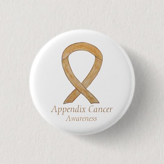 Appendix Cancer Amber Awareness Ribbon Button Pin | Zazzle.com