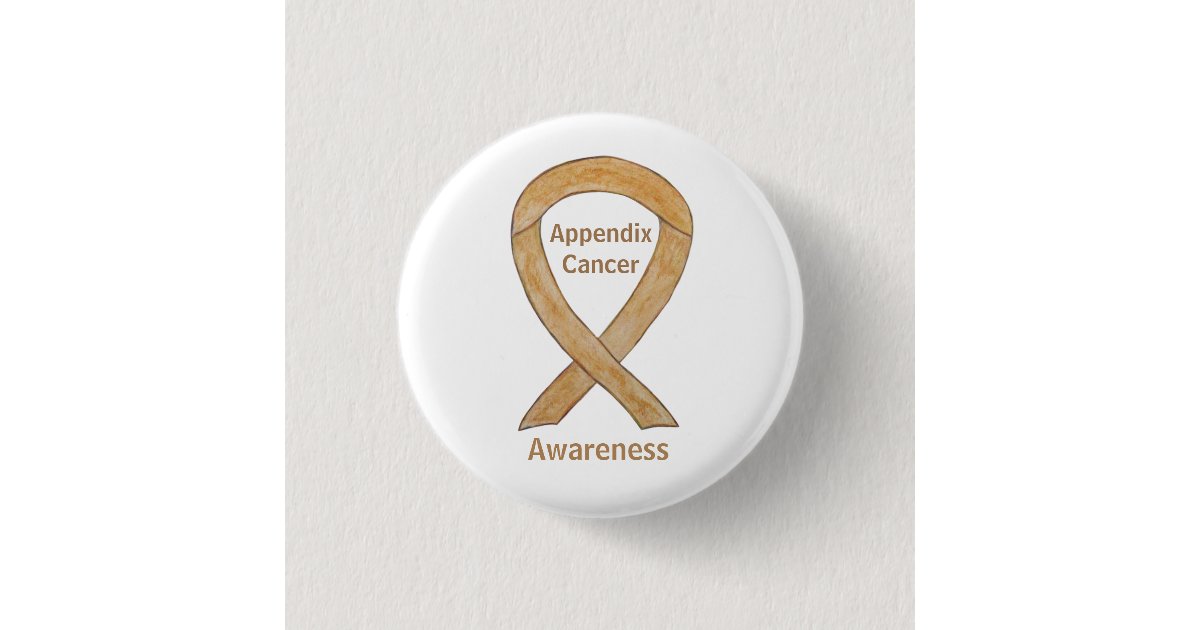 Appendix Cancer Amber Awareness Ribbon Pin Buttons | Zazzle