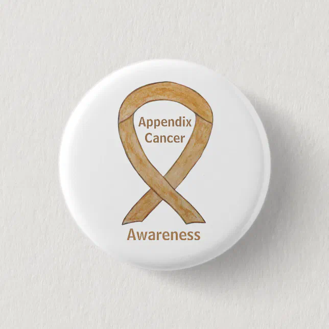 Appendix Cancer Amber Awareness Ribbon Pin Buttons | Zazzle