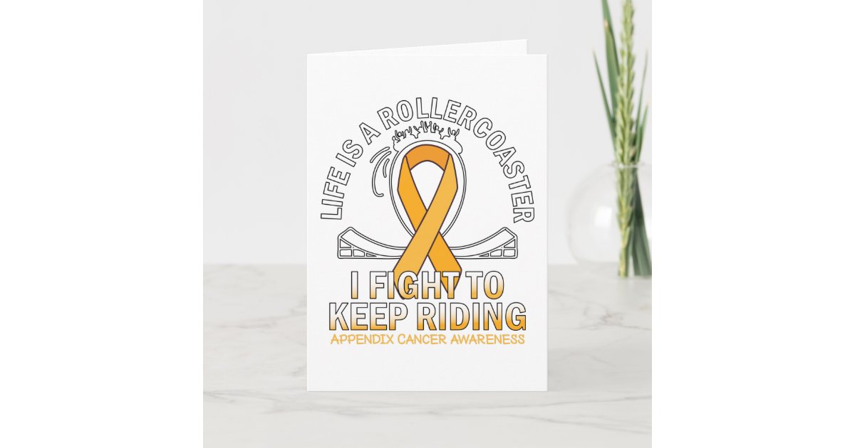 Appendix cancer awareness amber ribbon card | Zazzle