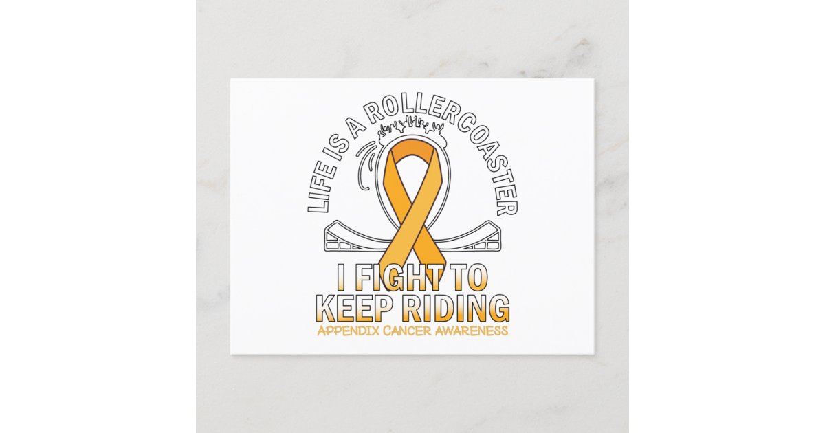 Appendix cancer awareness amber ribbon postcard | Zazzle