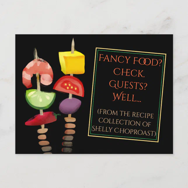Appetizers dinner party cooking recipe card | Zazzle