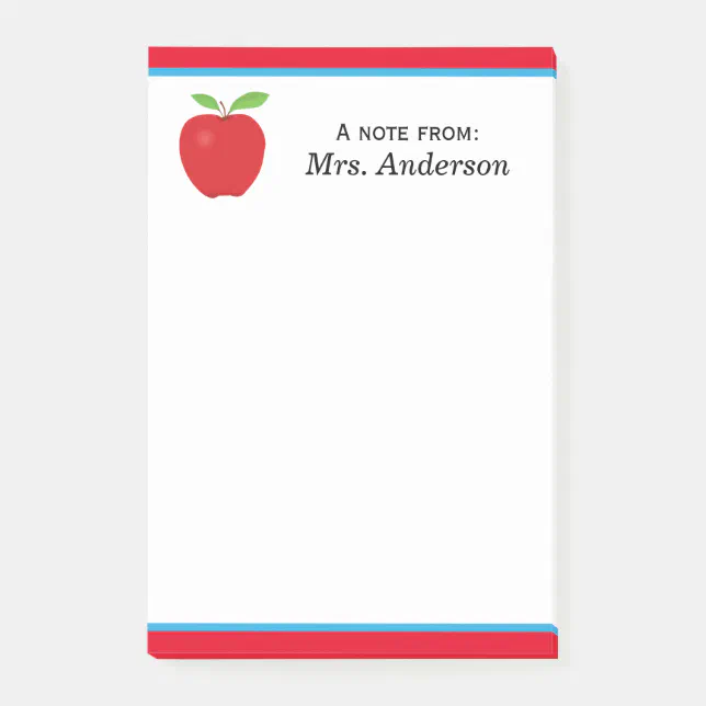 Apple, A Note From Teacher, Personalized | Zazzle