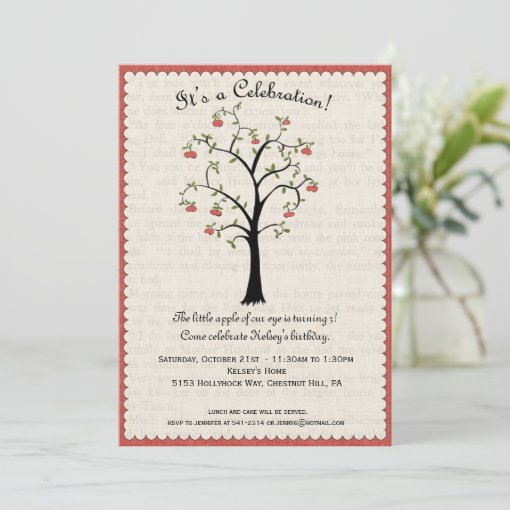 Apple / Apple Tree Birthday Invitation | Zazzle