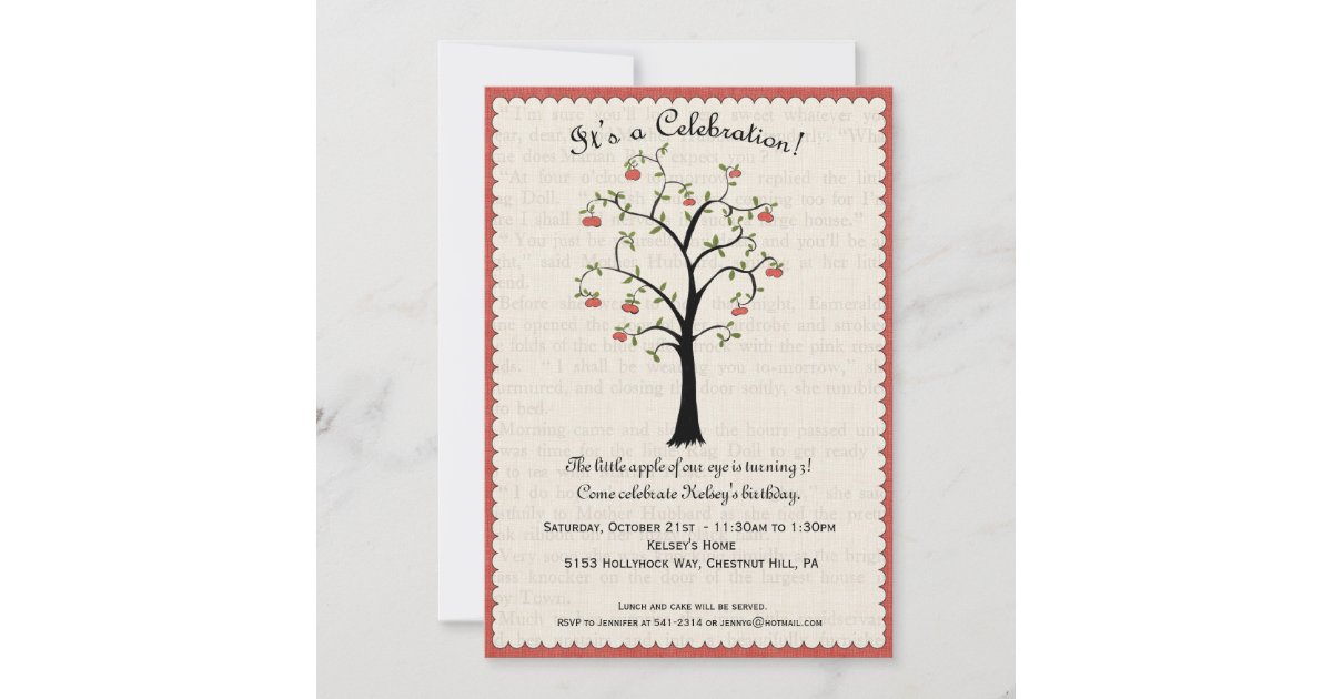 Apple / Apple Tree Birthday Invitation | Zazzle