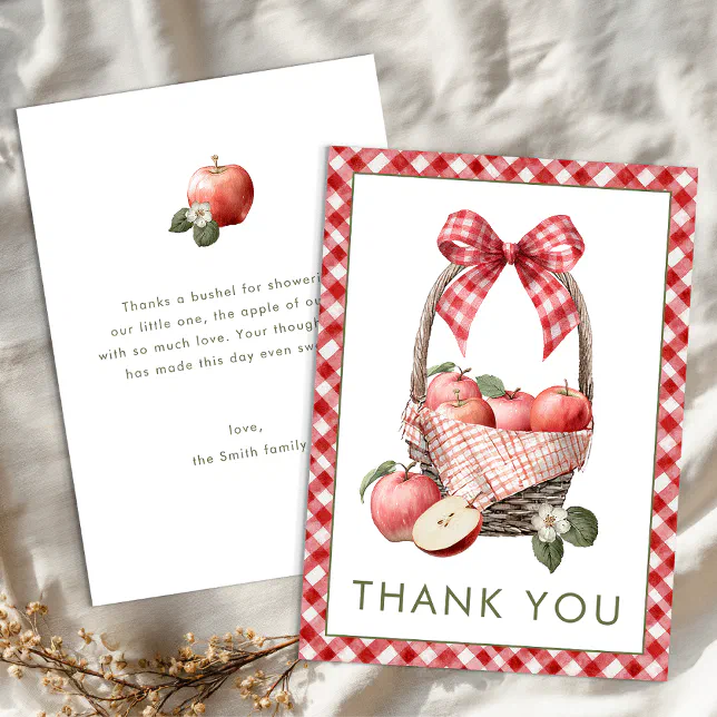 Apple Basket Baby Shower Thank You Card | Zazzle