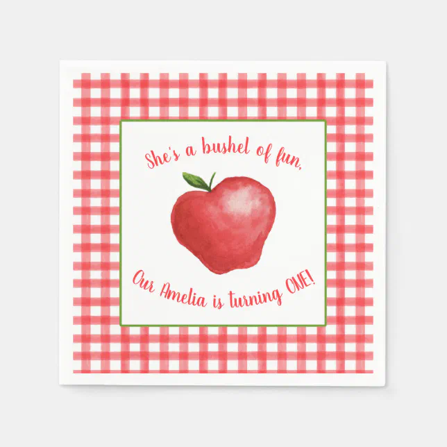 Apple Birthday Party Napkin - Customizable | Zazzle