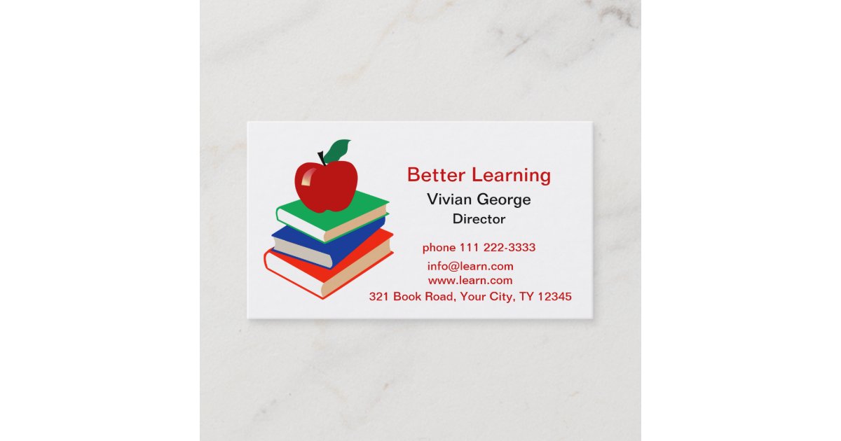 Apple, Books, Education Business Card | Zazzle