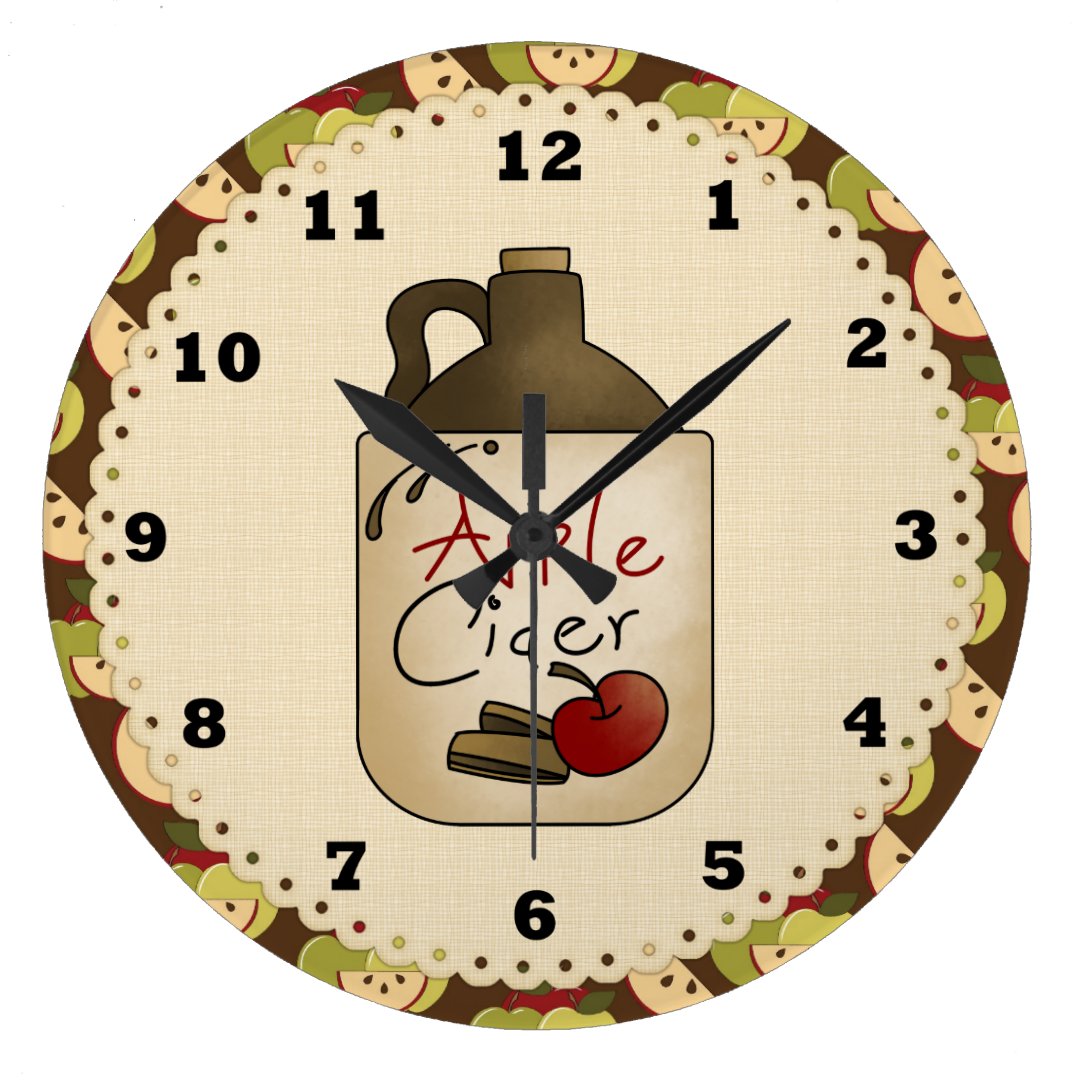 Apple Cider Country kitchen clock | Zazzle
