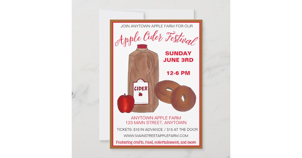 Apple Cider Festival Orchard Donuts Autumn Harvest Invitation | Zazzle