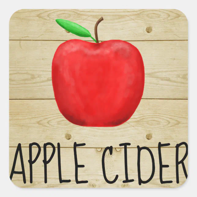 Apple Cider Red Apple Square Sticker | Zazzle