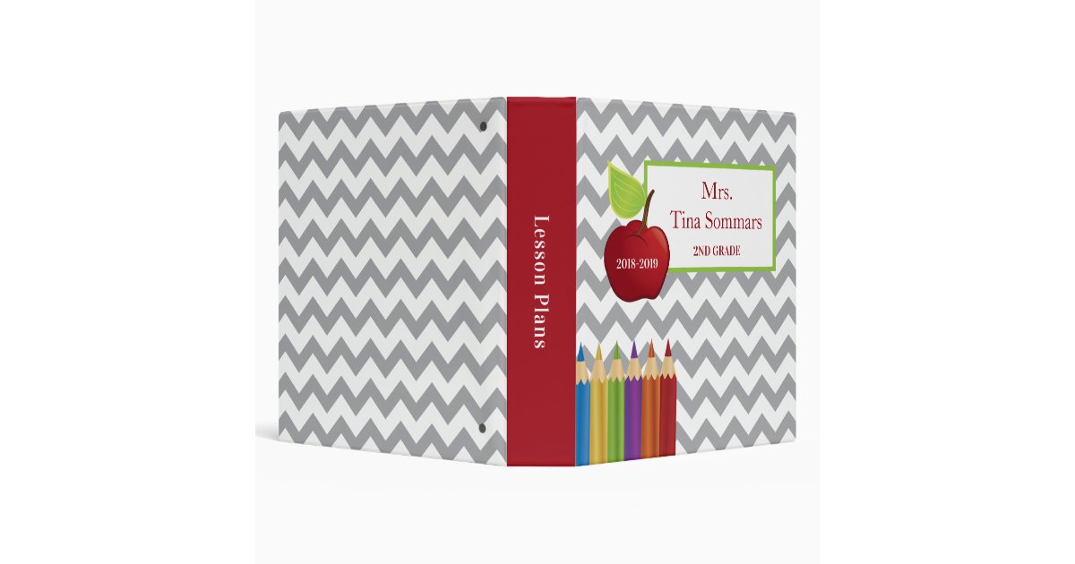 Apple & Colored Pencil Personalized Teacher 3 Ring Binder | Zazzle