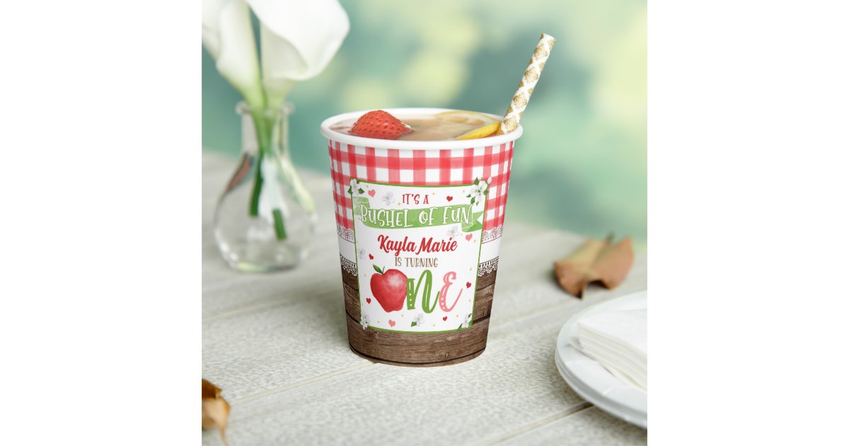 Apple First Birthday Party Cup - Bushel of Fun | Zazzle