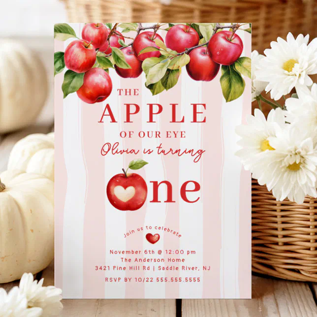 Apple First Birthday Party Invitation | Zazzle