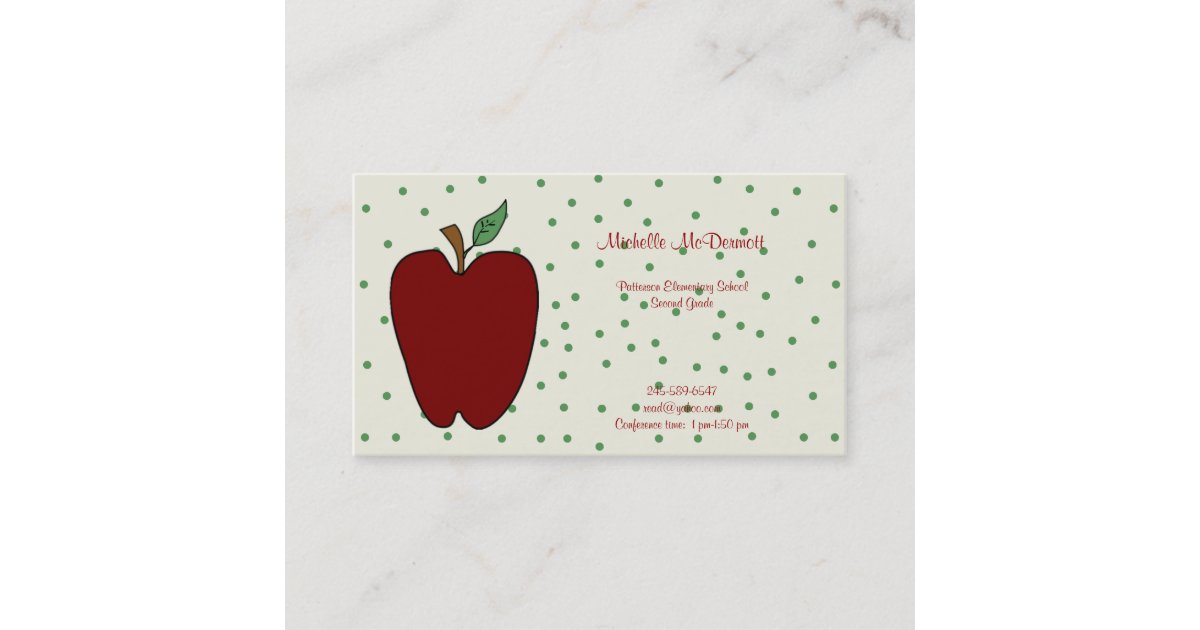 Apple for the Teacher Business Card | Zazzle