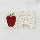 Apple for the Teacher Business Card | Zazzle