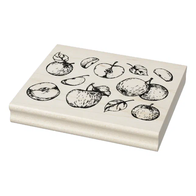Apple fruit design hand drawn rubber stamp | Zazzle