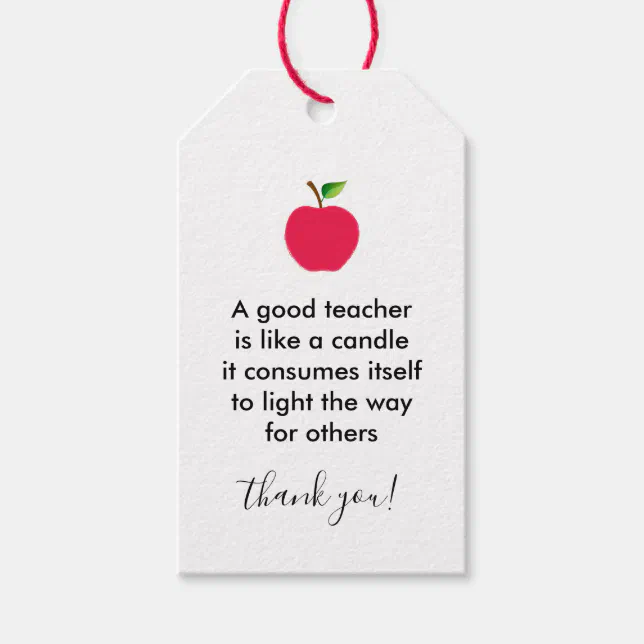 Apple Good Teachers Thank You Appreciation Gift Tags | Zazzle