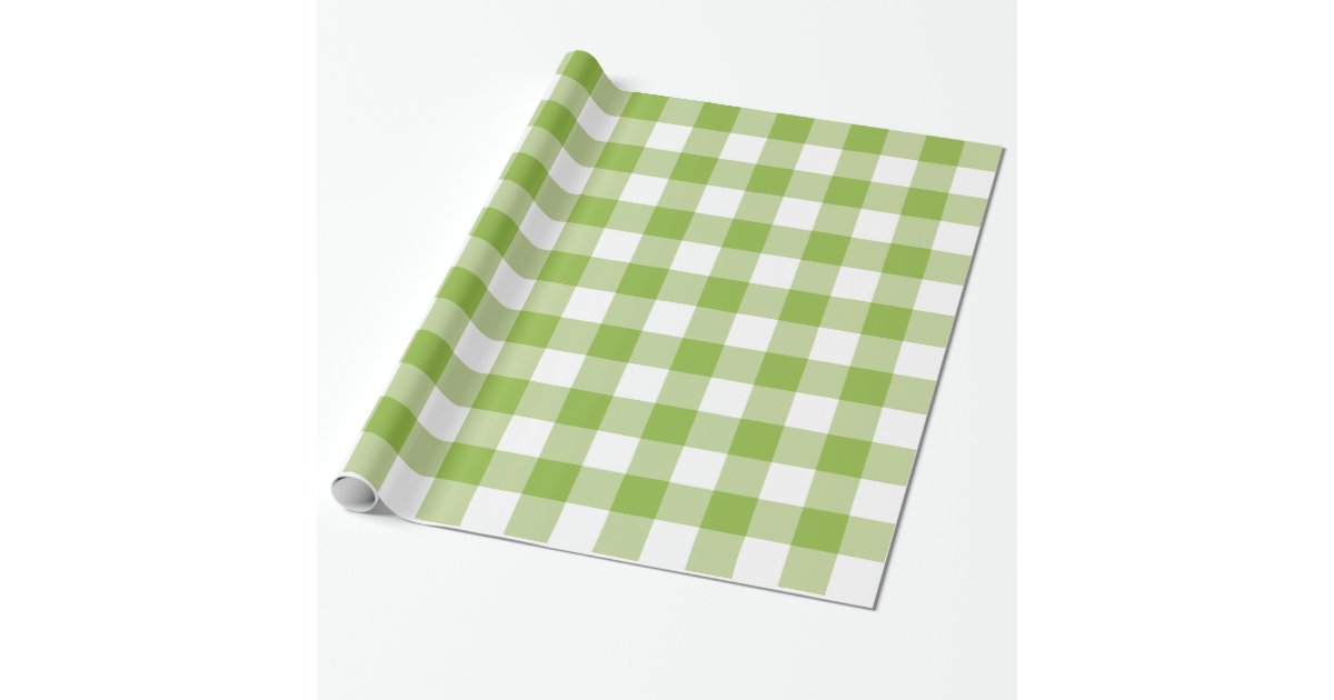 Apple Green Gingham Plaid Wrapping Paper | Zazzle
