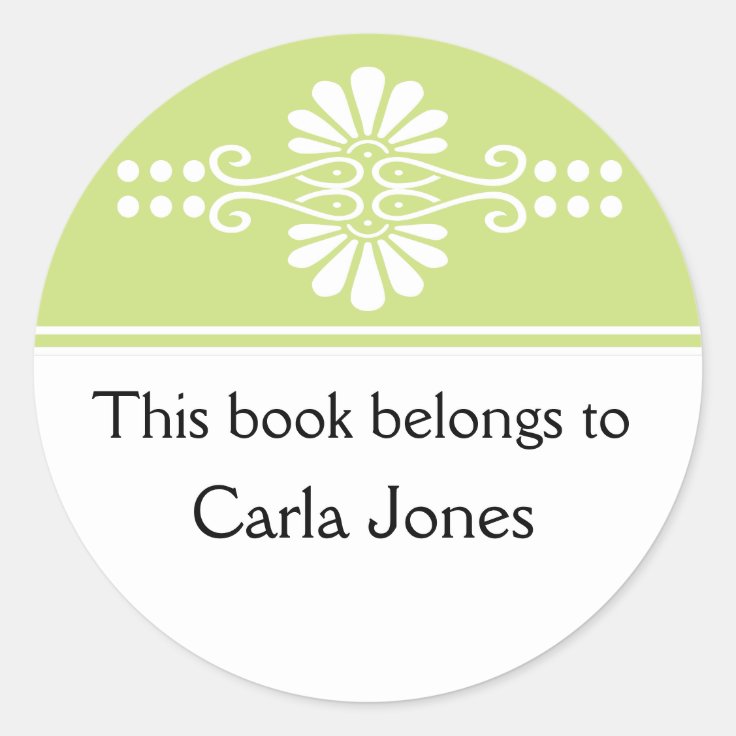 Apple Green This Book Belongs To Labels | Zazzle