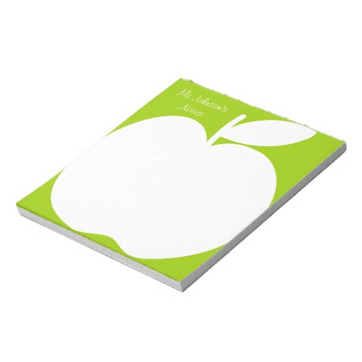 Apple green writing note pads for school teacher | Zazzle