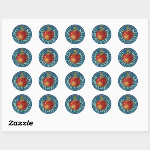 APPLE LOGO Farm Orchard Business Applesauce Classic Round Sticker | Zazzle
