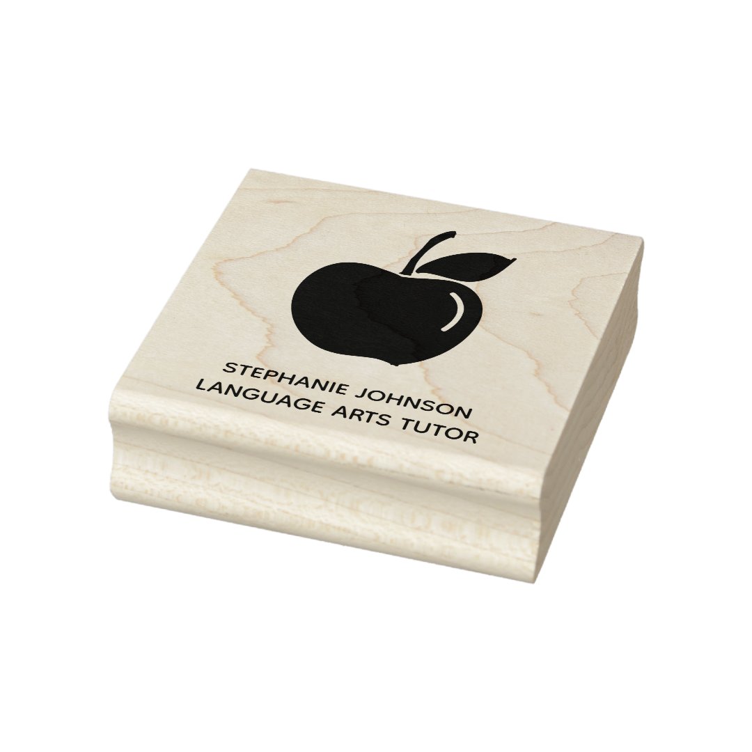 Apple Logo Teacher Tutor Home Business Rubber Stamp | Zazzle