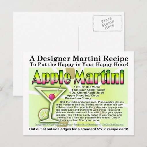 Apple Martini (Appletini) Recipe Postcard | Zazzle
