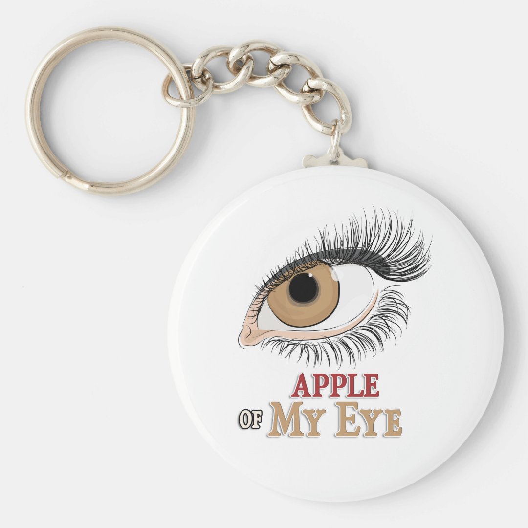 Apple of My Eye Eyelashes Art Keychain | Zazzle