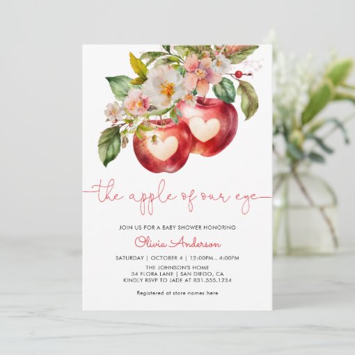 Apple of My Eye Fall Apple Baby Shower Invitation | Zazzle